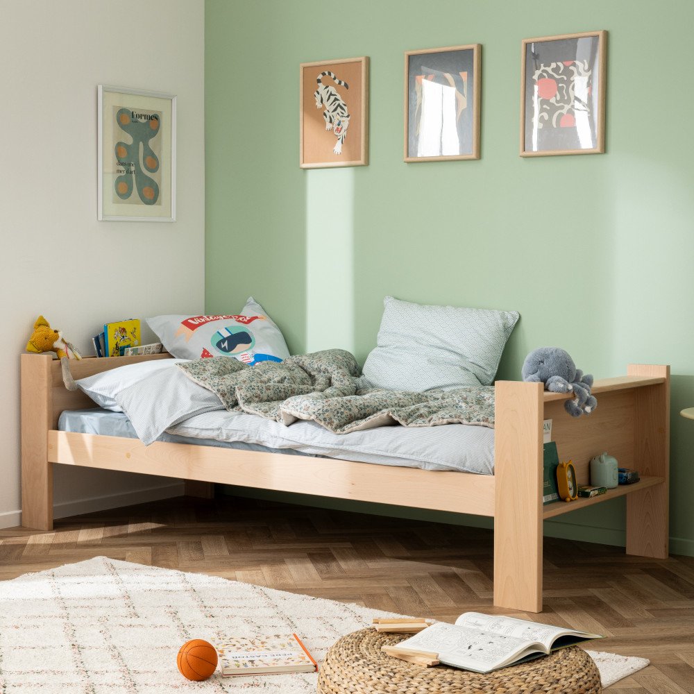 Lit superposé enfant 90x190 hêtre massif séparable avec rangements ...