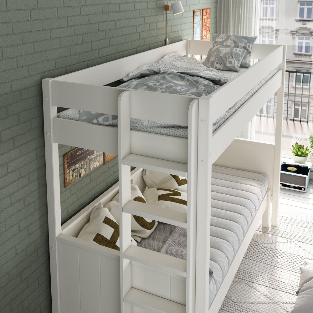 Lit superposé banquette extensible 90/90-160x200 ALCESTE blanc